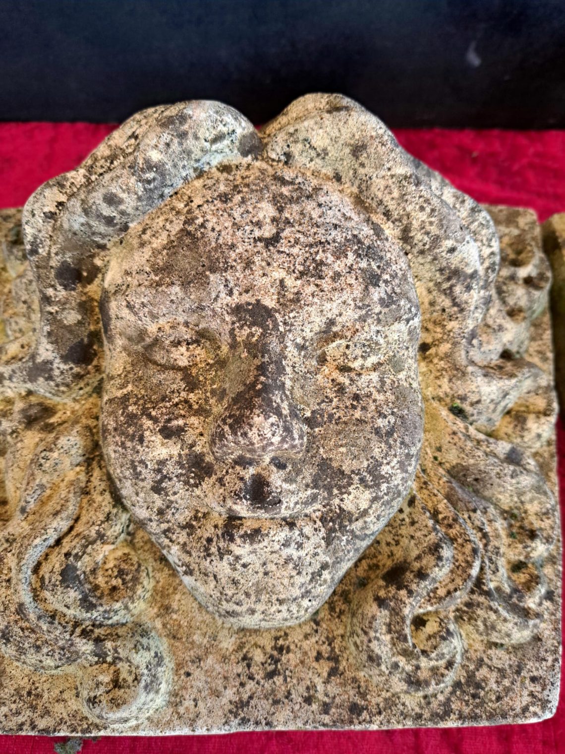 Pair of Antique Stone Face Plaques – Norfolk Vintiques